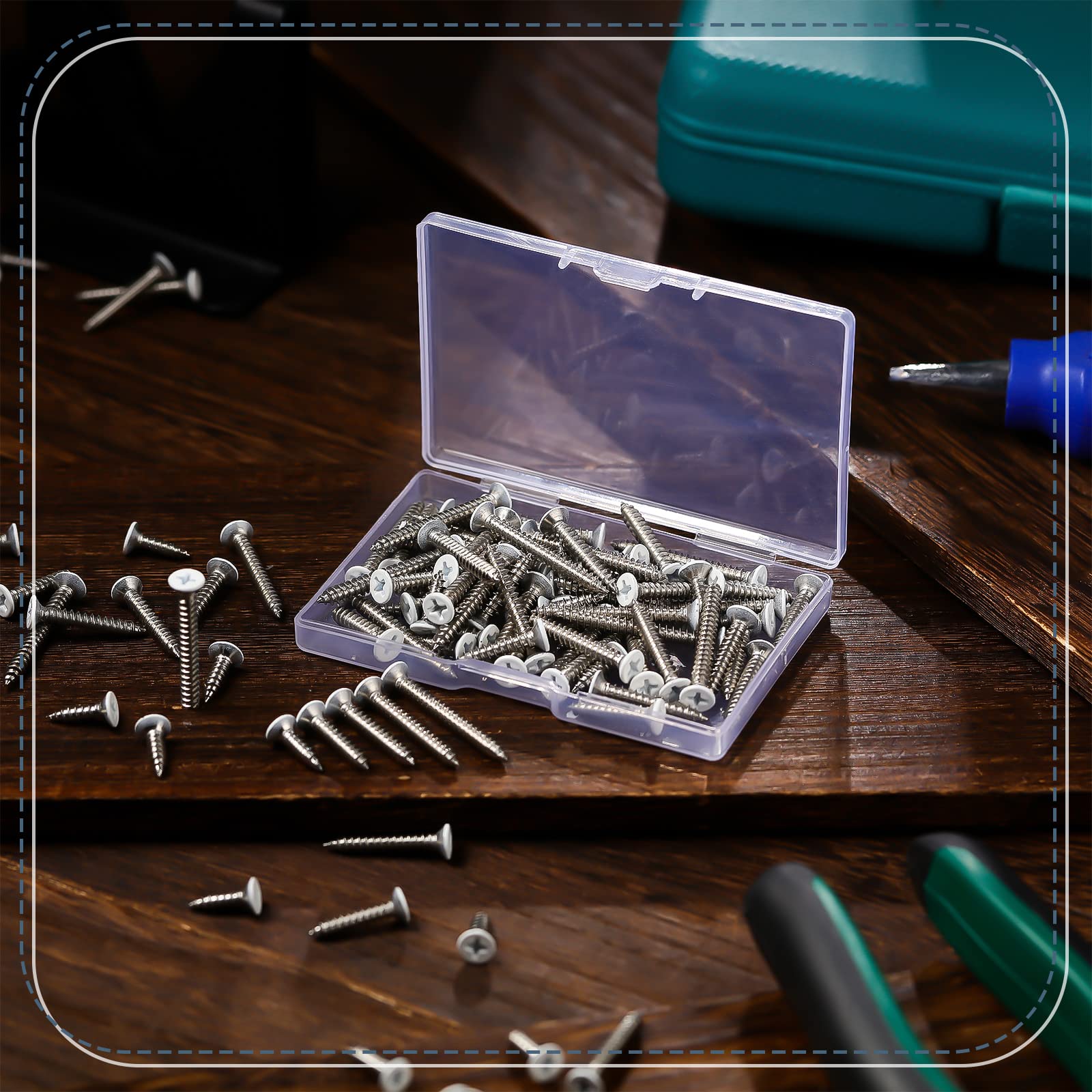 100 Pcs 5 Size #8 White Screws White Head Screws White Coated Screws Covers Head Wood Screws Wall Plate Screws Stainless Steel Screw Self Tapping Screw for Switches Cover (0.5/0.75/1/1.25/1.5 Inch)