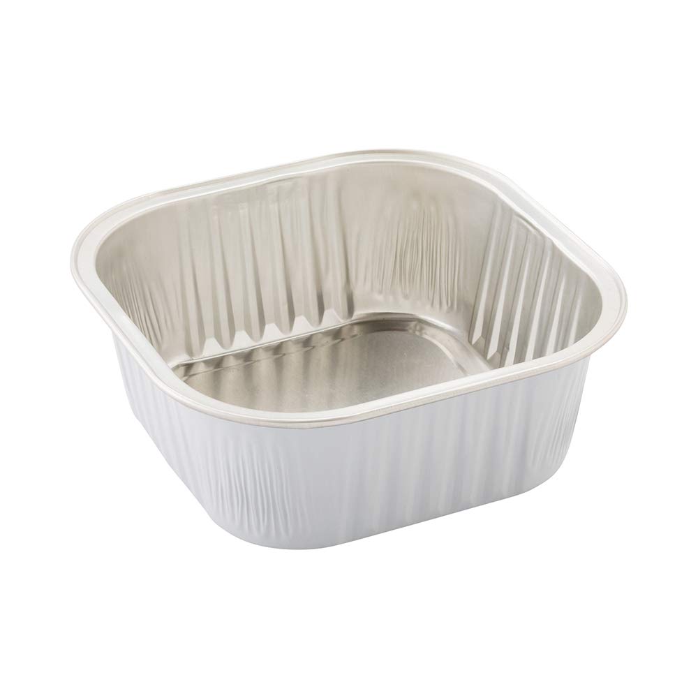 10 Ounce Disposable Ramekins, 100 Square Creme Brulee Disposable Cups - Oven-Safe, For Cupcakes And Muffins, White Aluminum Disposable Baking Cups, Freezer-Safe, Lids Sold Separately - Restaurantware