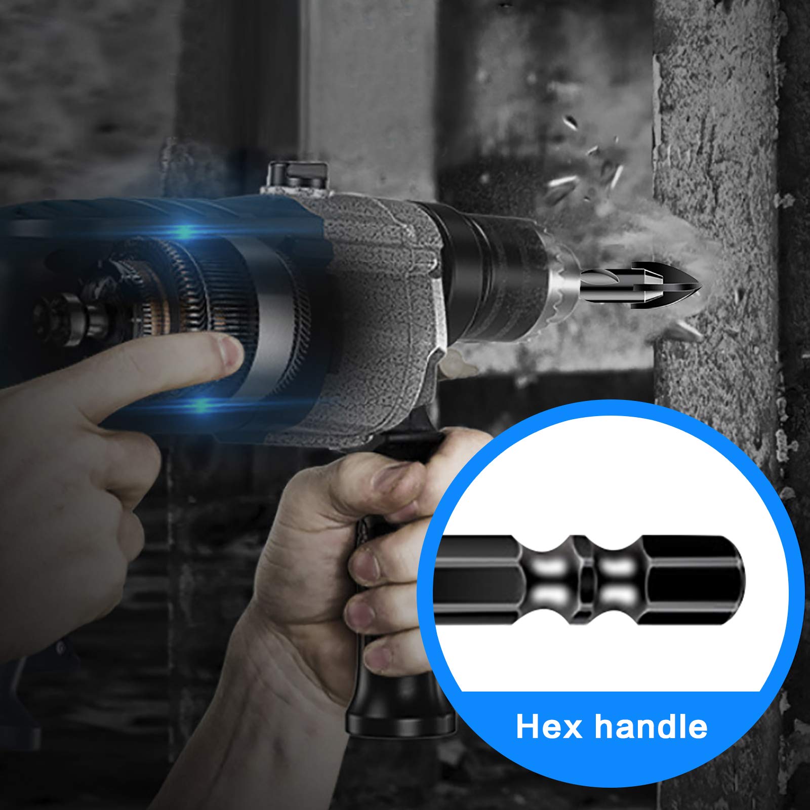 10 Pack 1/4" Concrete Drill Bits, Masonry Drill Bit Set, 6mm Tungsten Carbide Drill Bit Set for Tile/Ceramic/Glass/Mirror/Brick/Plastic/Cement, 1/4" Quick Change Hex Shank, in Carrying Case