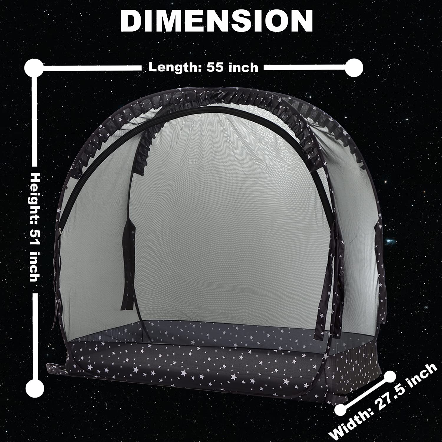 JOINSI Safety Crib Tents to Keep Toddler in, Pop Up Baby Mosquito Net Cover Bed Canopy for Infant - Black