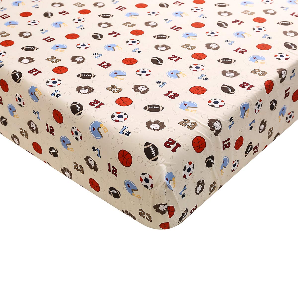 2 PCs Brown Sports Themed Nursery Crib Bedding Set Quilt Fitted Sheet American Ruby Baseball Sports Baby Boy Cot Bedding Set