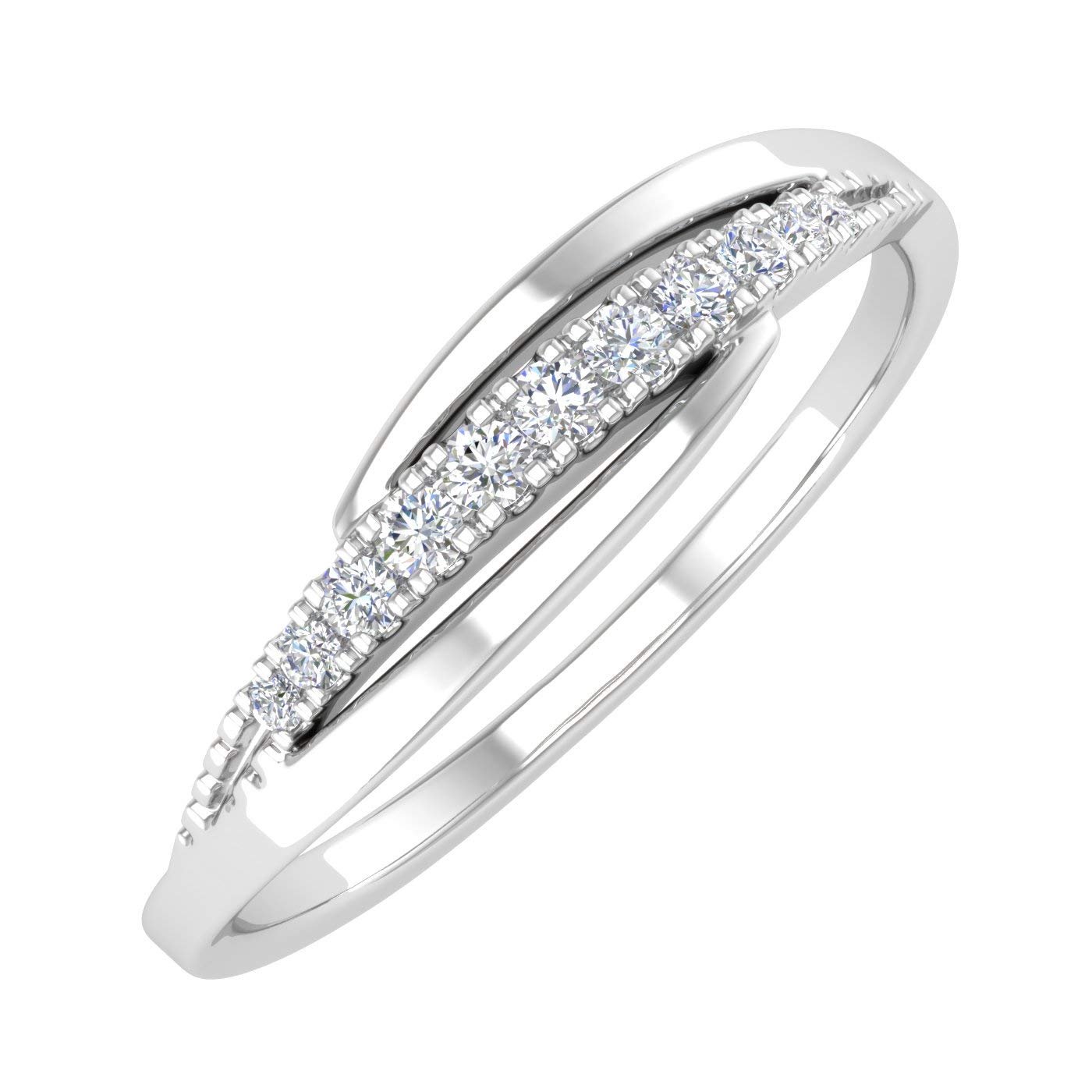 1/11 Carat Round Diamond Anniversary Wedding Band Ring in 10K White Gold (Ring Size 7) (I1-I2 Clarity)