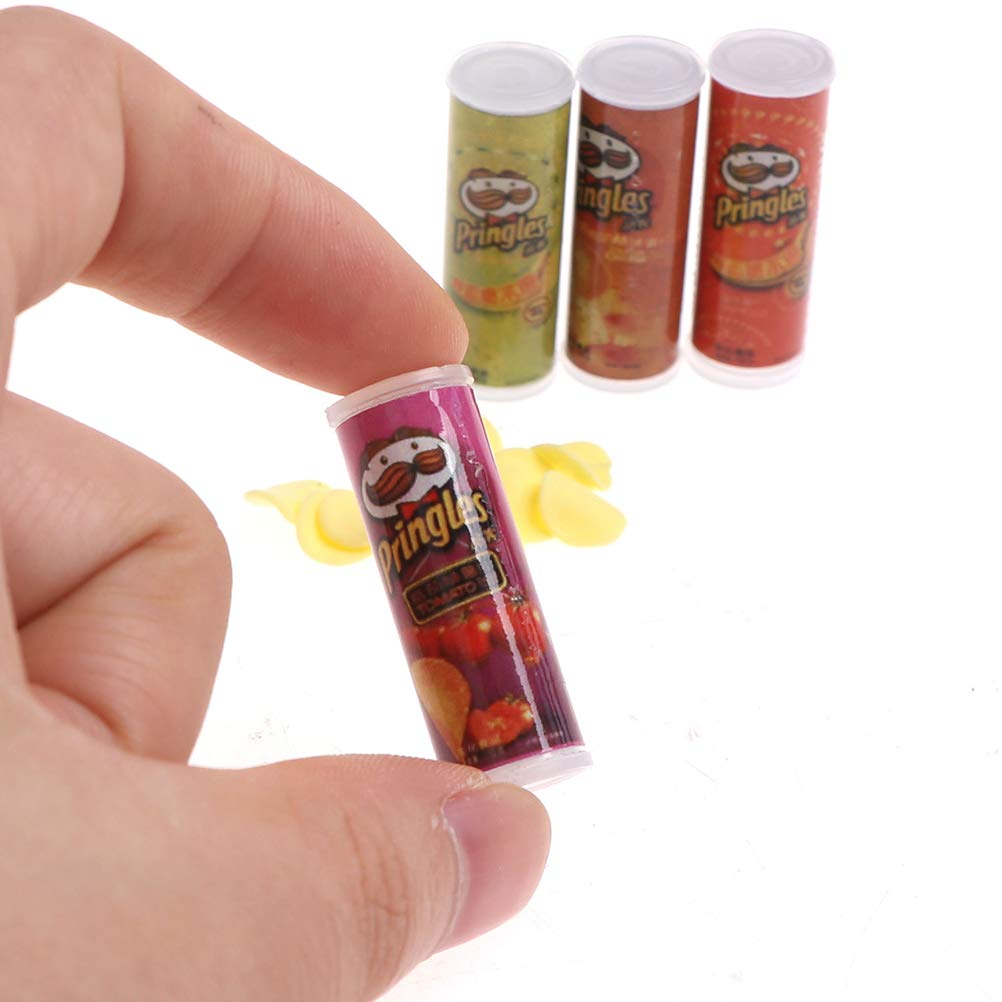 1/12 Dollhouse Miniature Food Potato Chips Bottles Lollipops Jar with Lollipops for Dollhouse Decoration Accessories Kitchen Scene Food Candy Snacks Model