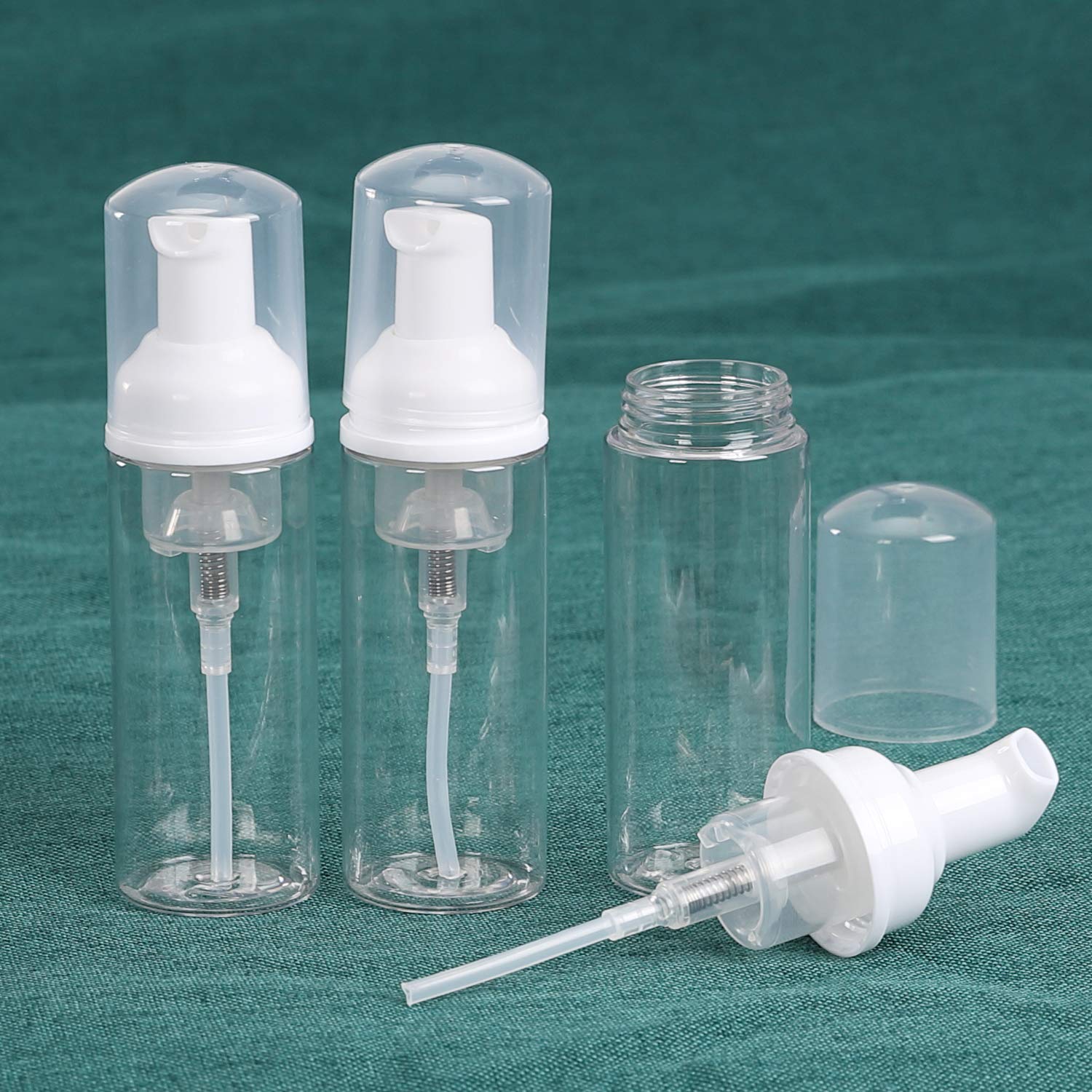 10 Pack 50ML/1.7oz Clear Foam Dispenser Bottles Mini Liquid Foaming Bottles Travel Foaming Soap Pump Dispenser Plastic Foamer Bottles for Refillable Travel Hand Soap Foaming Shampoo Castile