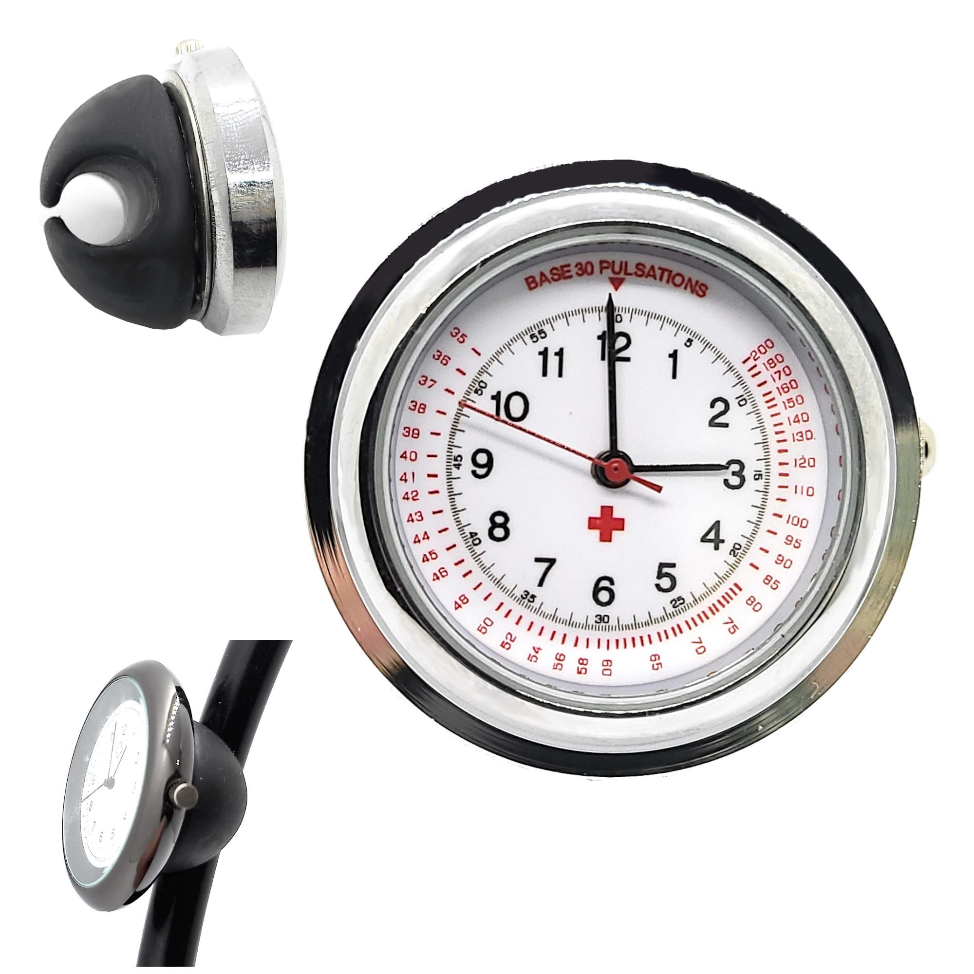 Nurse Stethoscope Watch - Lightweight Metal Frame- Attaches Directly to Stethoscope for All Medical Professionals (Silver)