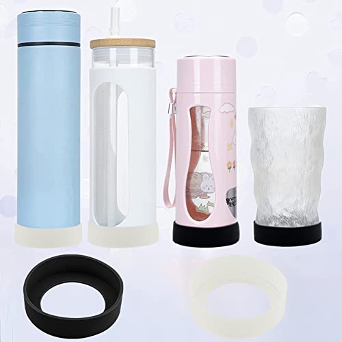 10 Pack 65mm Silicone Coasters Rubber Bottoms Tumblers Sleeve Water Bottle Bumpers Insulation Mat Non-Slip Cup Mug Coaster (Black + White)