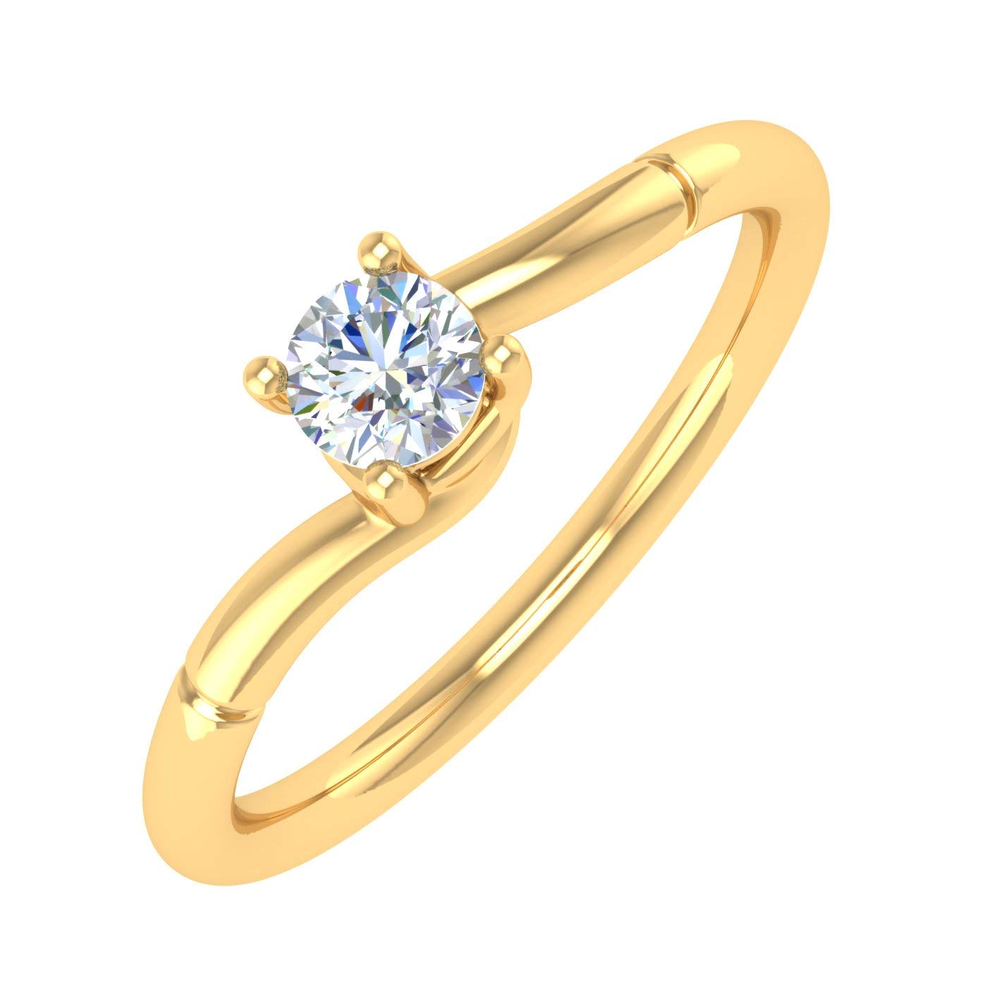 1/4 Carat 4-Prong Set Diamond Solitaire Engagement Ring Band in 10K Yellow Gold (Ring Size 8.25)