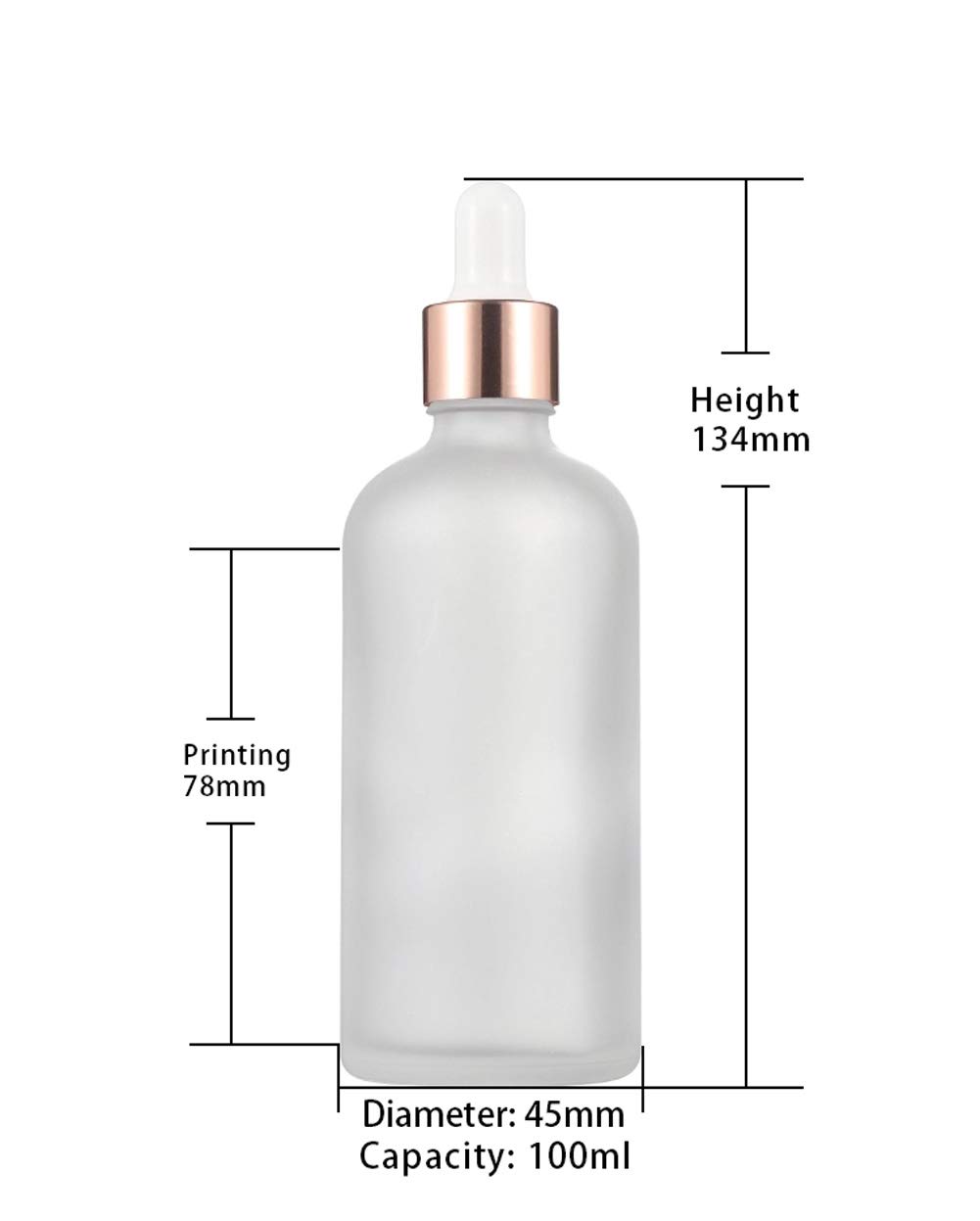 100ml/3.4oz Frosted Glass Dropper Bottles,2 Packs Essential Oil Dropper Bottles Perfume Sample Bottles Cosmetic Containers With Glass Eye Dropper (rose gold lids)