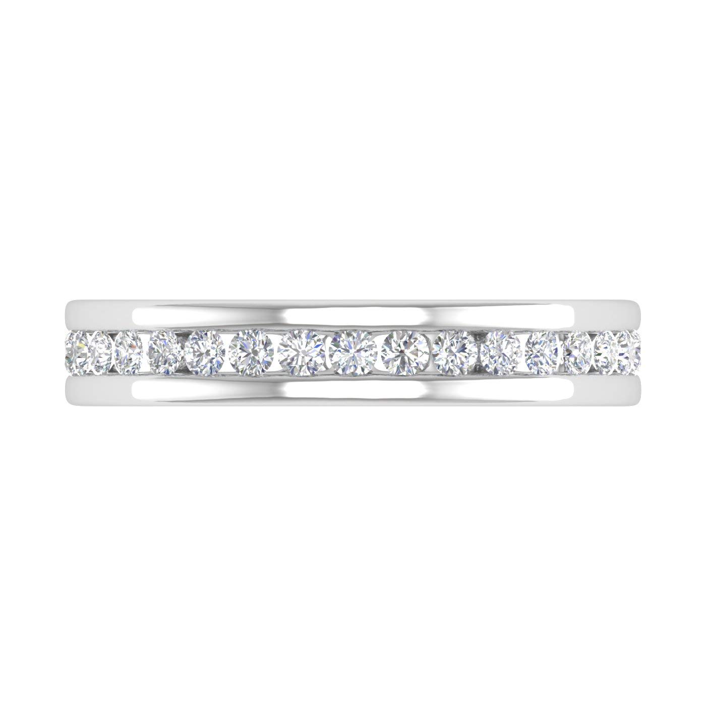 1/2 Carat Channel Set Diamond Wedding Eternity Ring Band in 14K White Gold (Ring Size 6)