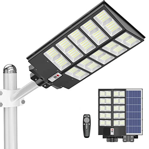 1000W Solar Street Lights Outdoor Solar Powered Dusk to Dawn Parking Lot Light with Motion Sensor and Remote Control for Backyard
