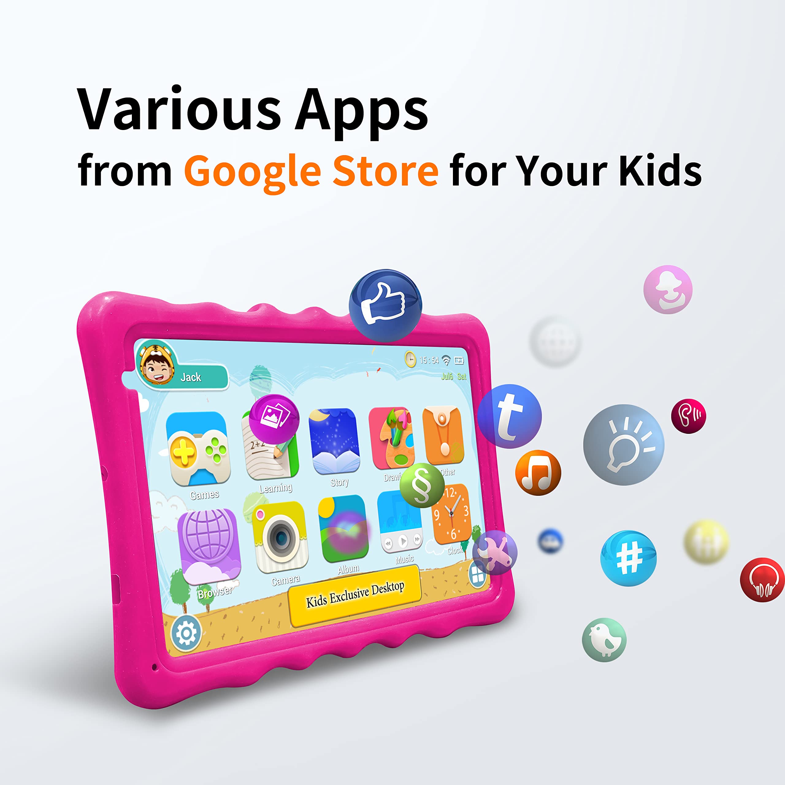 10 inch Kids Tablet, Android 12 Tablet for Kids,Google Tablet with 2GB RAM &32GB ROM,1280 * 800 IPS,2MP Front 5 MP Rear Camera,Kids Tablet with Colorful Kid-Proof Case,Ideal Kids Gift