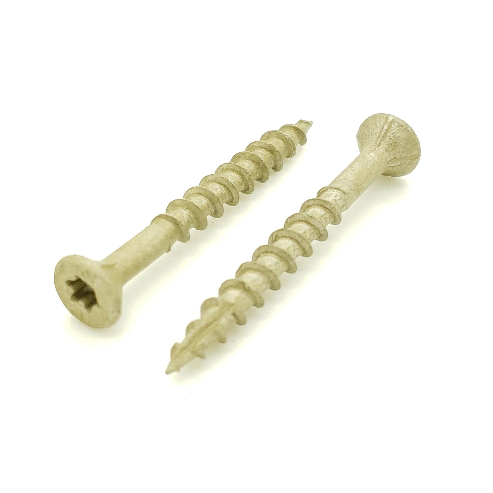 100 Qty #8 x 1-5/8" Inch Tan Fence & Deck Screws | Torx Star Drive | Bit Included (BCP917)