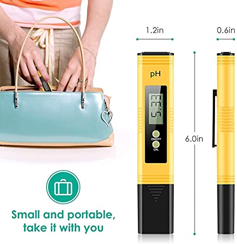 Precise Digital PH Meter, Tester with 0-14 PH Measurement Range for Household Drinking, Pool and Aquarium Water PH Tester Design with ATC Practical (Color : Yellow) Water Quality Detector