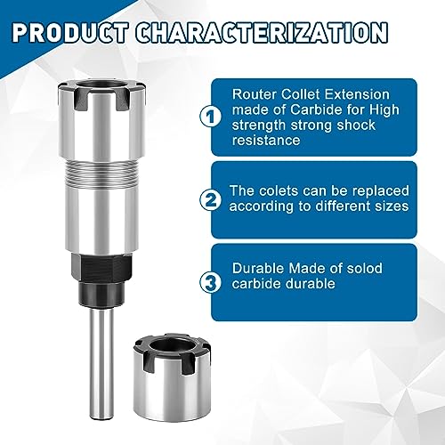 1/4 Inch Shank Router Bit Collet ER20M Extension Chuck Converter, Drill Chuck Adapter, Convert 1/2-Inch & 1/4-Inch Shank Bits for Milling Lathe Tool Workholding and CNC Engraving Machine