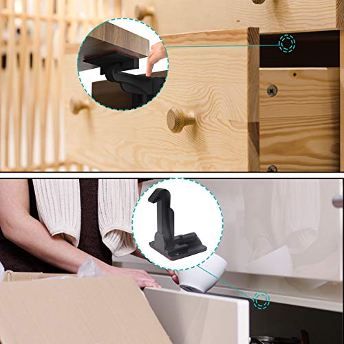 10 Pack Child Safety Cabinet Locks, Invisible Baby Cabinet Latch Locks, No Drilling or Tools Required for Installation, with Strong Adhesive for Non Magnetic Child Safety Locks