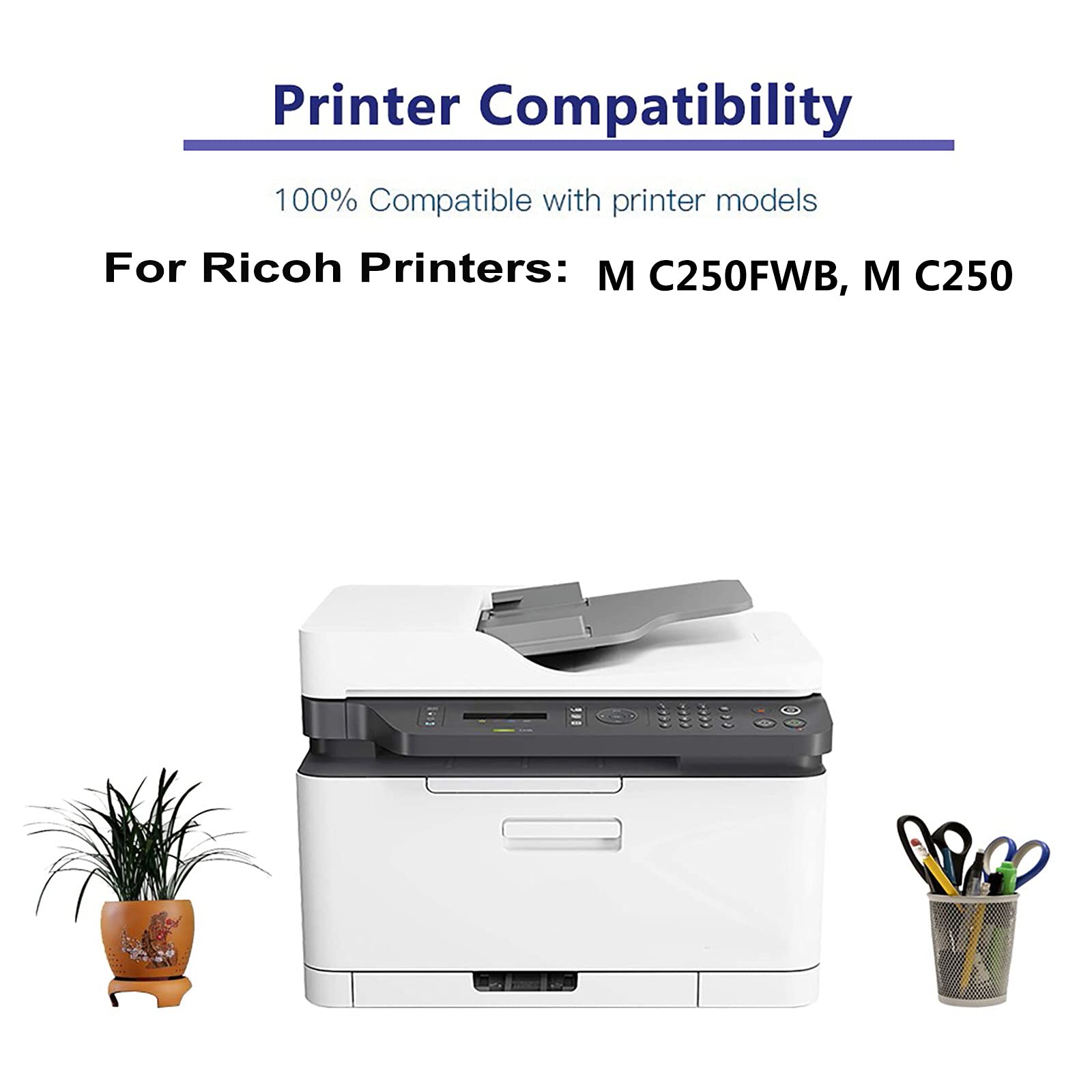 1-Pack (Black) Compatible M C250FWB, M C250 Printer Toner Cartridge High Capacity Replacement for Ricoh 408348 Toner Cartridge