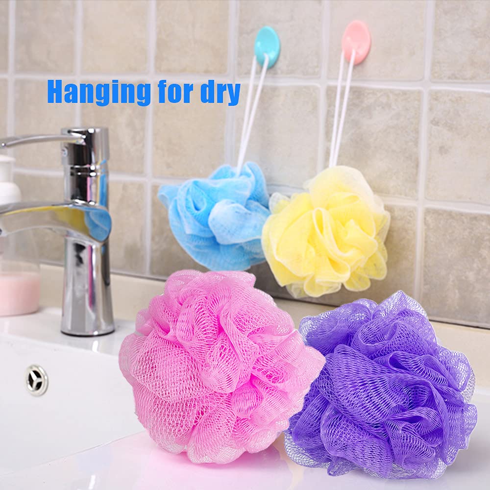 10 Pack Bath Loofah Sponges,Mesh Shower Pouf Balls,Exfoliating Scrubber for Kids Women Men Body Wash,Random Color