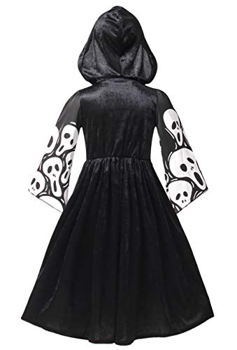 yolsun Skeleton Ghost Witch Costume for Girls, Glow in The Dark, Halloween Fearsome Costume(10-12 Years)