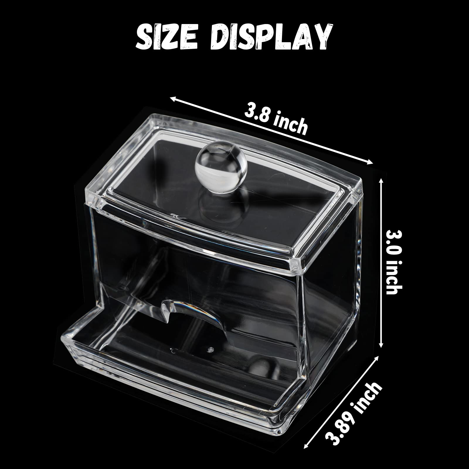 10 Ounce Cotton Swab Pad Holder With Lid Large Acrylic Clear Bathroom Organizer, Cotton Ball Holder Apothecary Jar for Makeup Pads/Toothpicks/Dental Floss