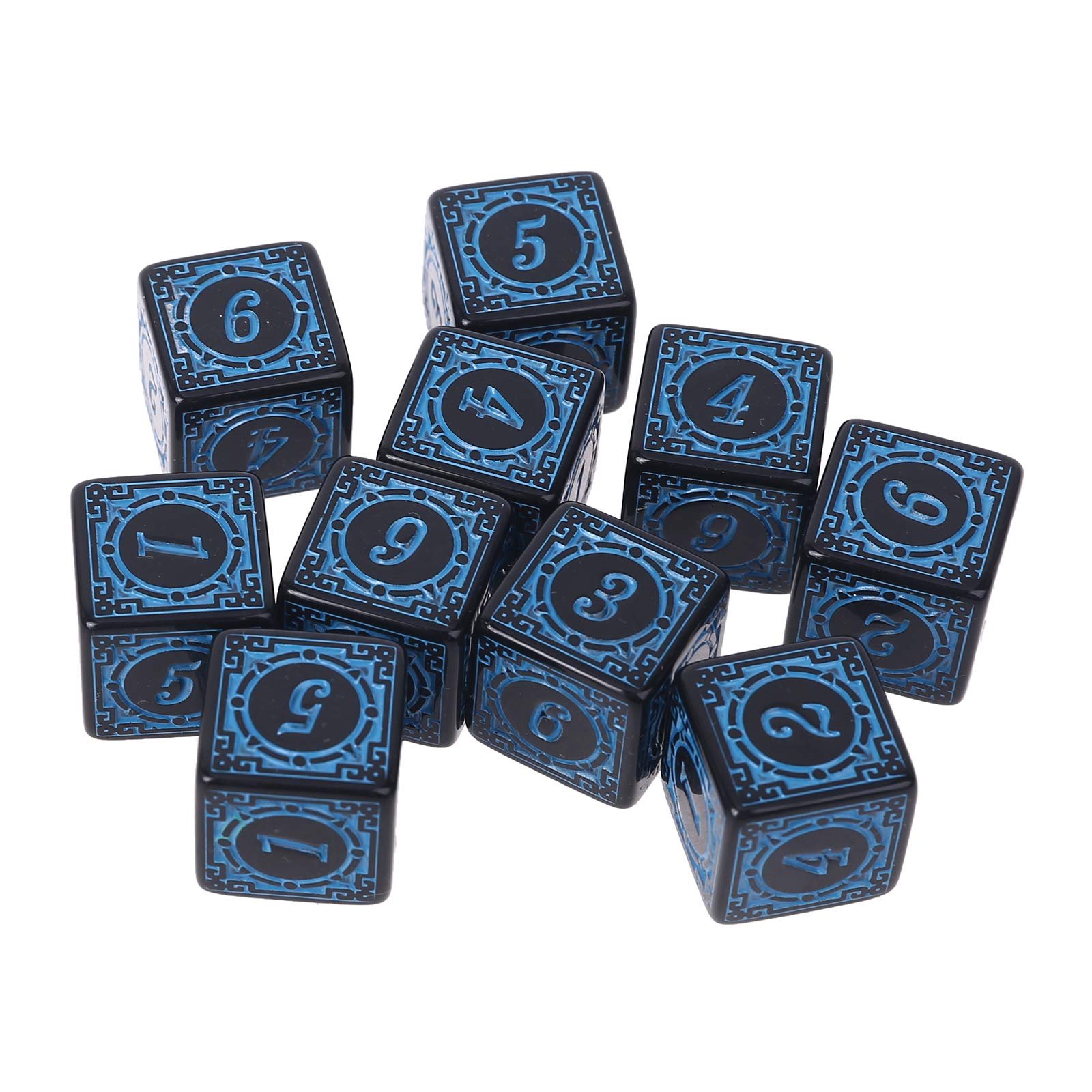10Pcs D6 Polyhedral Dice Square Edged Numbers 6 Sided Dices Beads Table Board Role Play Game for Bar Club Party Polyhedral Dice Set Filled DND Dice Polyhedral Dice Set Green Polyhedral Dice Set Blue