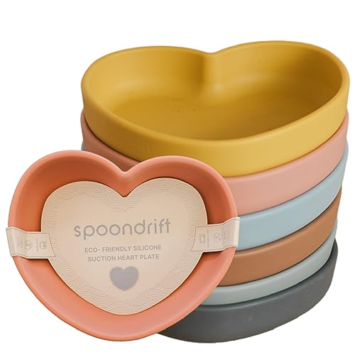 100% Food Grade Silicone Non-Slip Suction Heart Plate Dishware For Baby Lead Feeding | For Babies And Toddlers, BPA FREE, Diswasher Safe & Microwave Safe - Choose From 6 Colors (Muted Pink)