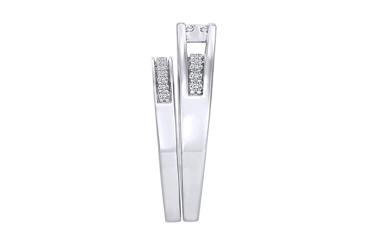 1/2 CT Princess/Round Natural Diamond Bridal Set Engagement Wedding Ring 14k Solid White Gold (I-J Color, I2-I3 Clarity, 0.50 Cttw) Ring Size-12