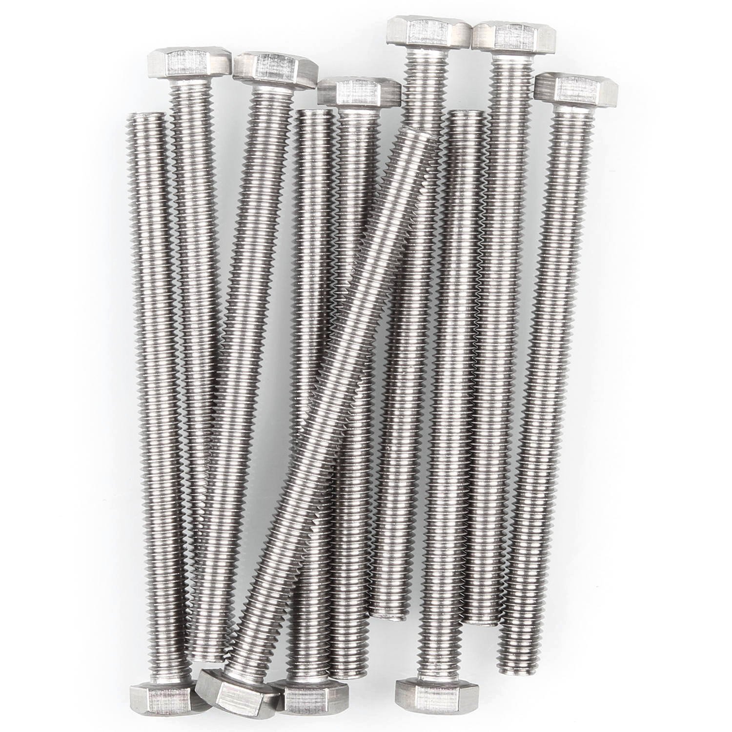 10PCS M8 Hex Bolt, Stainless Steel M8-1.25 x 100mm Hex Head Screw Bolts, A2-70(304) Fully Threaded Hex Tap Bolts