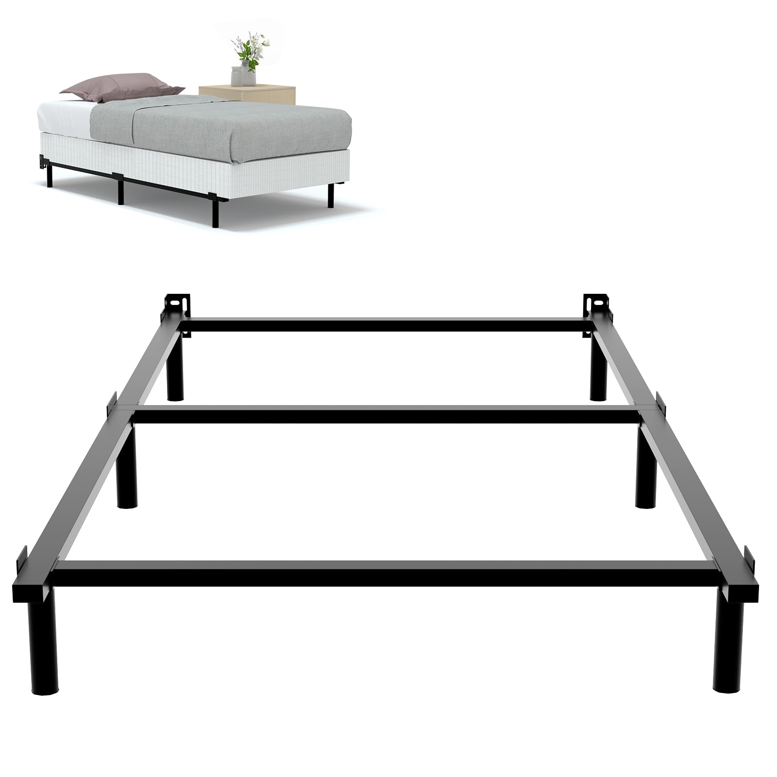 10 Inch Twin XL Bed Frame No Box Spring Needed, Metal Platform Single Bed Frame, Easy Assembly Heavy Duty Noise Free, Black