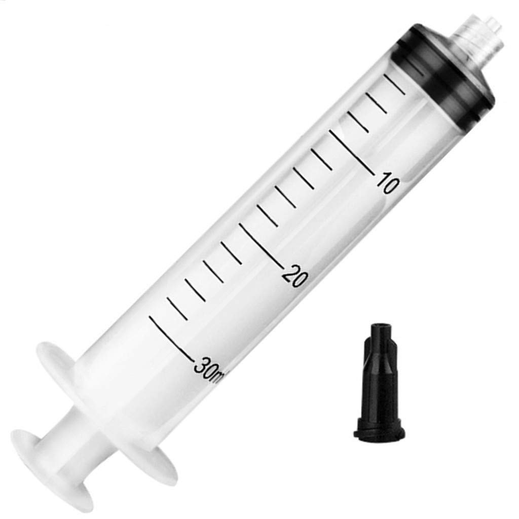 10 pack 30ml Syringes luer lock with Caps, Plastic Syringe for Scientific Labs and liquid Dispensing Metric Multiple Uses