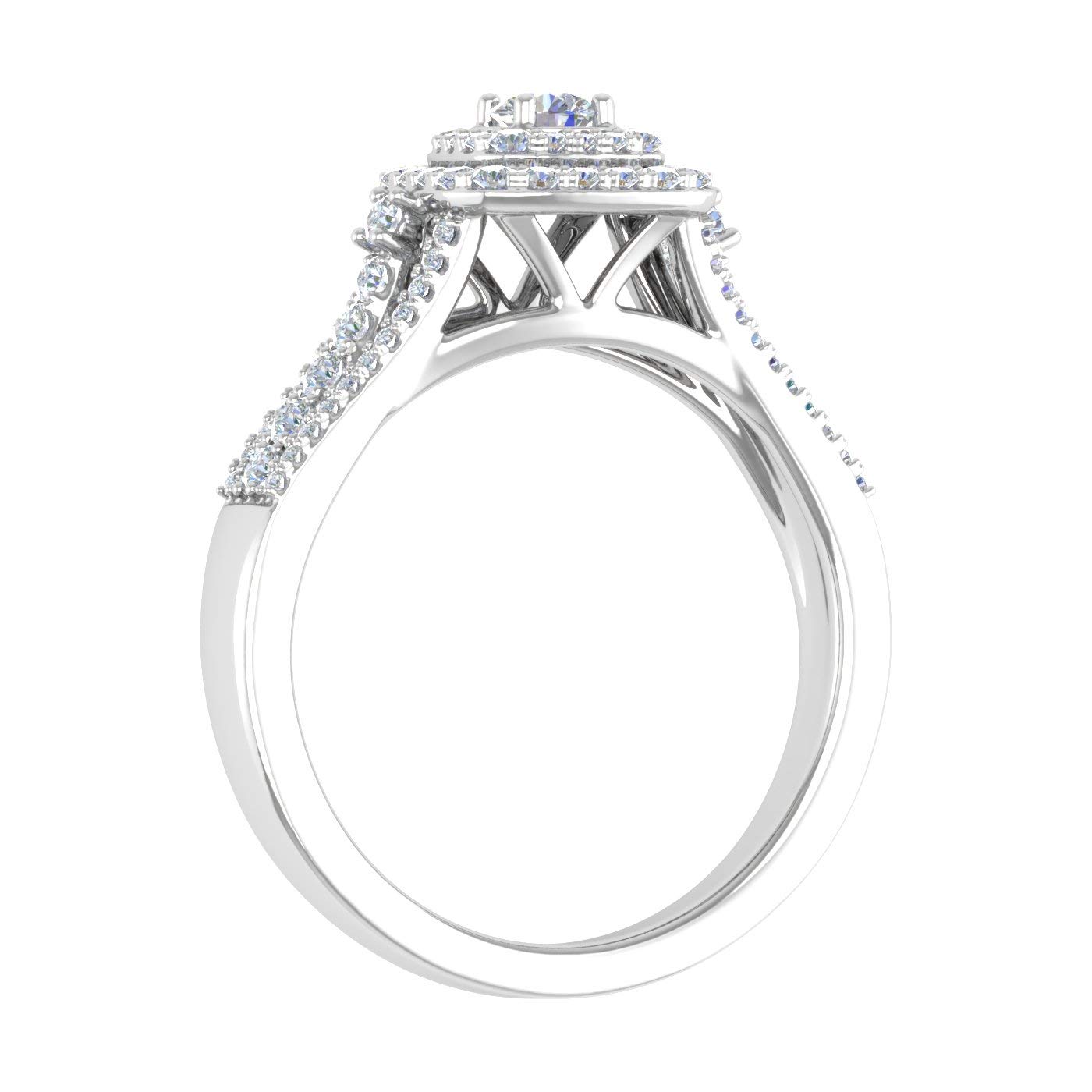 1/2 Carat Cushion Shape Halo Diamond Engagement Ring in 10K White Gold (Ring Size 5.75)