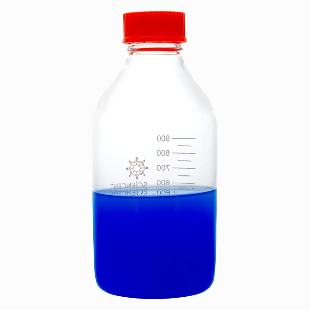 1000ml Leak Proof Media Bottle Super Thick Graduated with GL45 Screw Cap Durable 1 liter glass bottle