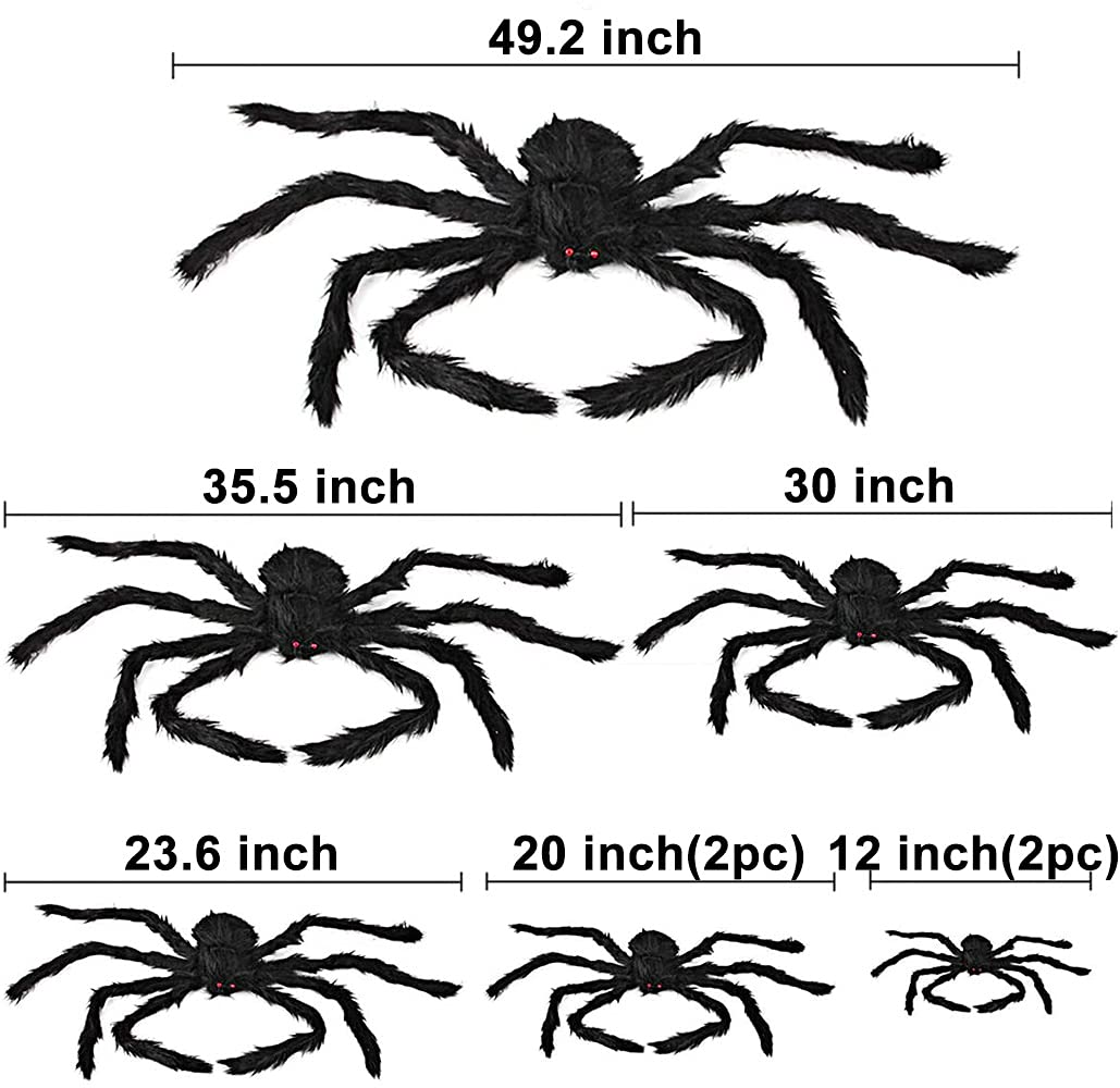 10 Pack Halloween Spider Decorations with 8 Giant Spider Halloween Spiders 400 sqft Stretch Cobwebs Spider Web 20 Small Plastic Spiders for Indoor Outdoor Halloween Decorations Yard Home Parties Décor