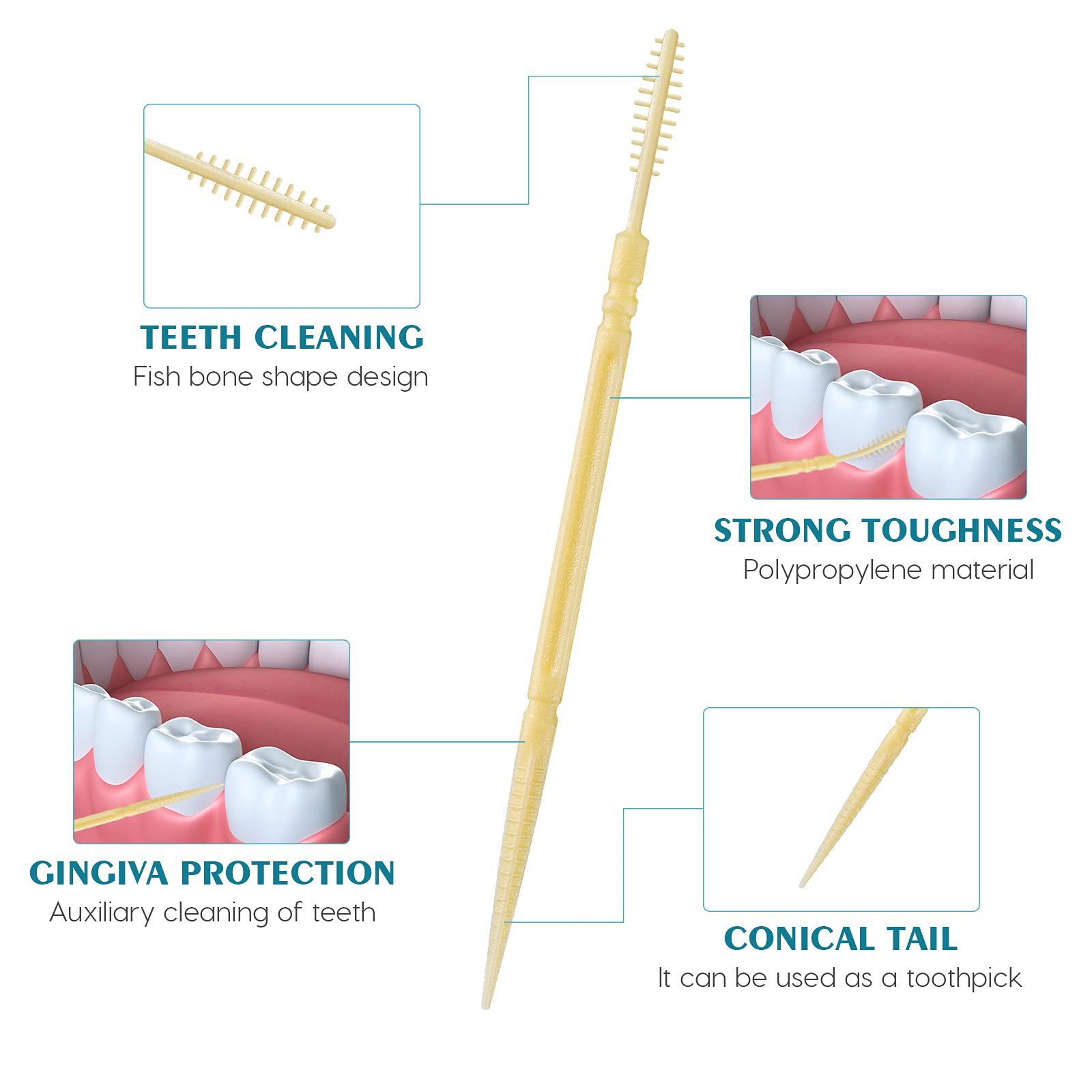 1000pcs Disposable Interdental Portable Plastic Toothpicks Oral Cleaner Stick Oral Gingival Dental Toothpicks Dental Flosser Pick (Random Color)