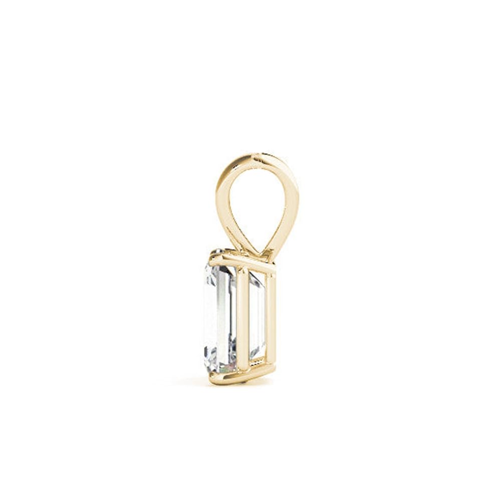 1.55 Carat White Emerald Cut Moissanite Solitaire Pendant in 10K Yellow Gold