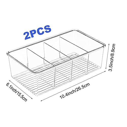 12 Piece Pantry Organization and Storage Bins - Seitop 2 Large Food Storage Organizer & 10 Pcs Clear Drawer Organizers, Removable Dividers Plastic Snack Organizer for Fridge Kitchen Cabinet