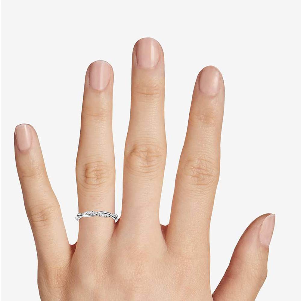 1/3 Ct Diamond Eternity Petite Twist Vine Eternity Wedding Ring 10k White Gold - Size 7