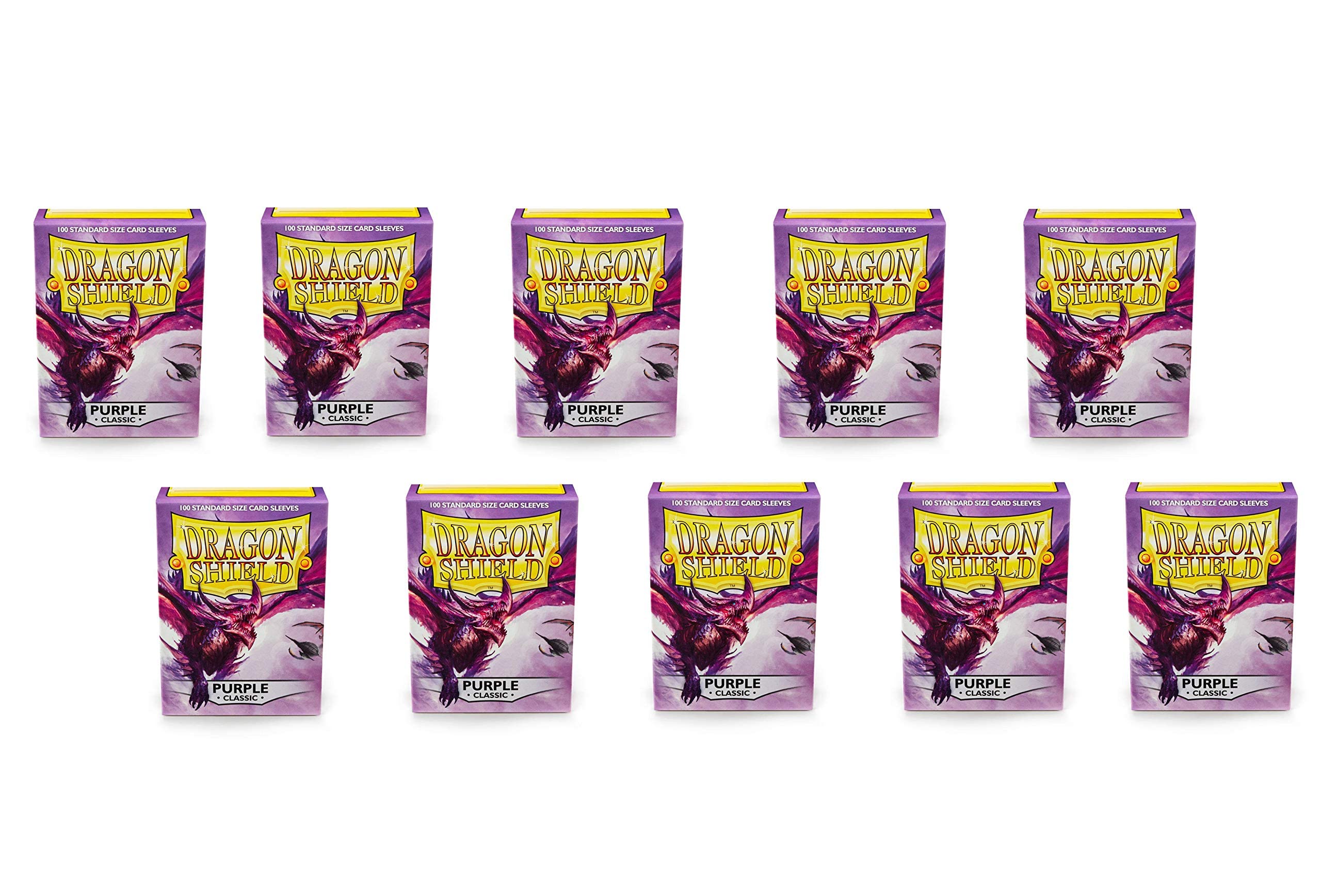 10 Packs Dragon Shield Classic Purple Standard Size 100 ct Card Sleeves Display Case …