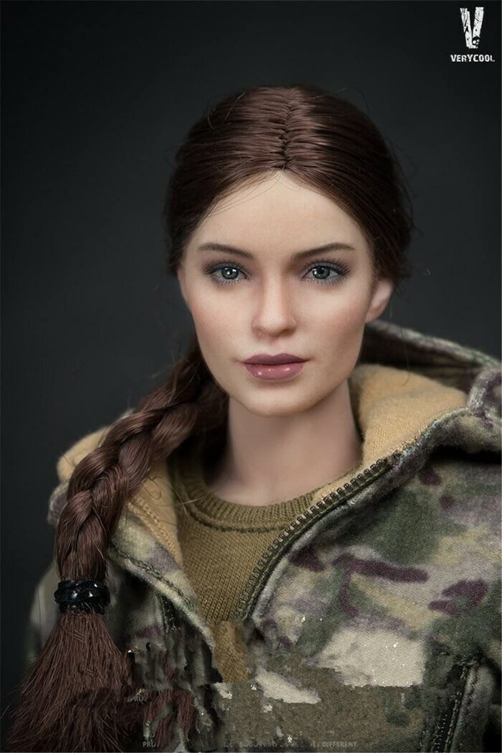 1/6 Scale Female Head Sculpt,Girl Soldier Braid Hair Head Carved for 12'' Phicen TBLeague VC Action Figure