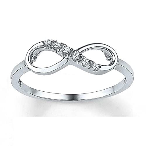 1/2 CT Round Shape White Cubic Zirconia Infinity Wedding Engagement Womens Ring in 14K White Gold Plated 925 Sterling Silver (0.50 Cttw) Ring Size -10.5