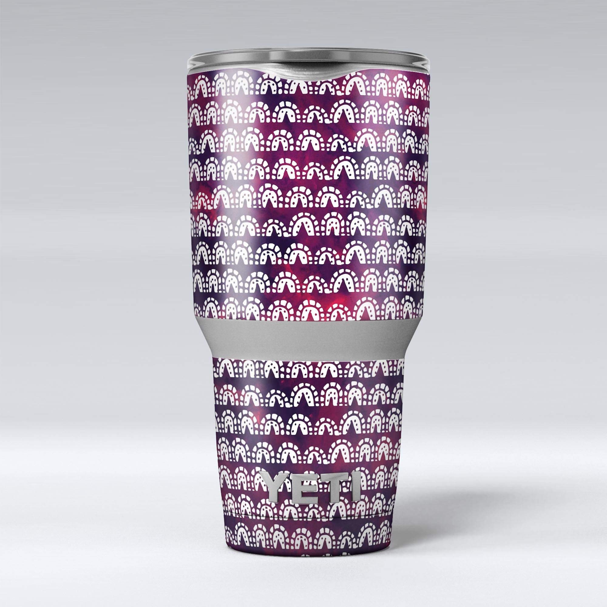 Design Skinz Red and Blue Cloud Mix with White Semi-Circles - Skin Decal Vinyl Wrap Kit Compatible with The Yeti Rambler Cooler Tumbler Cups