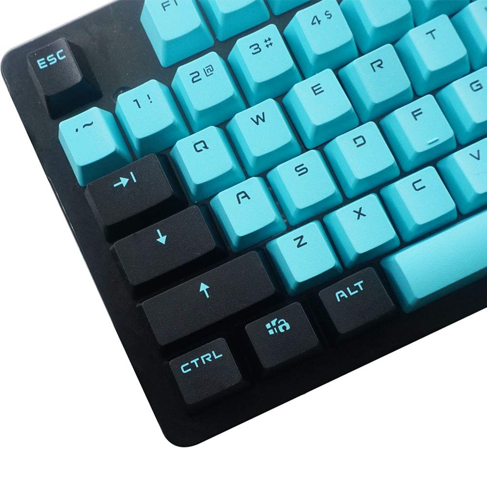 104 Keys ABS Keycaps Cherry MX Blue Switches Key Caps with Keycaps Puller for DIY Mechanical Keyboard (Black Blue)
