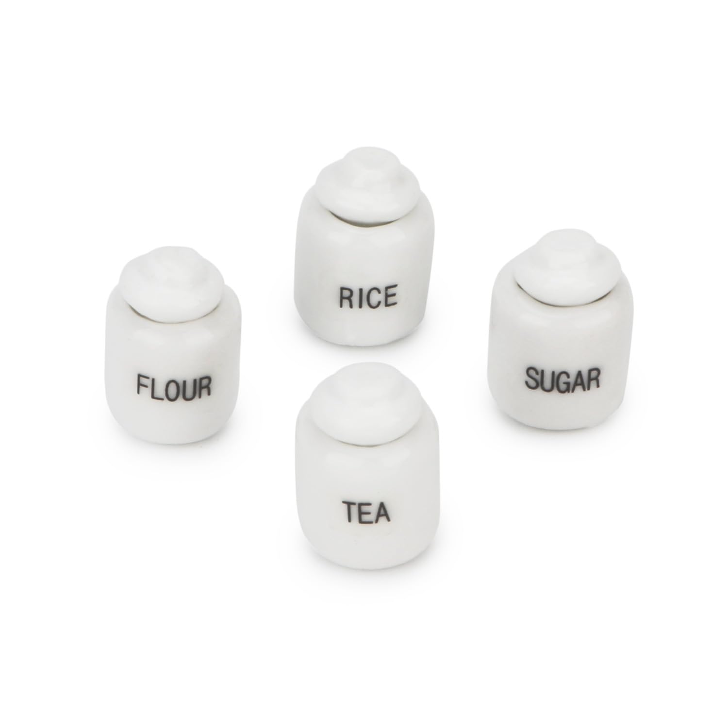 1:12 Scale Kitchen Food Accessories Miniature Sugar Shaker Candy Food Model Pretend Play 4 Jars Set Dollhouse Ornament Mini Scene Accessories Restaurant Candy Simulation (Porcelain)