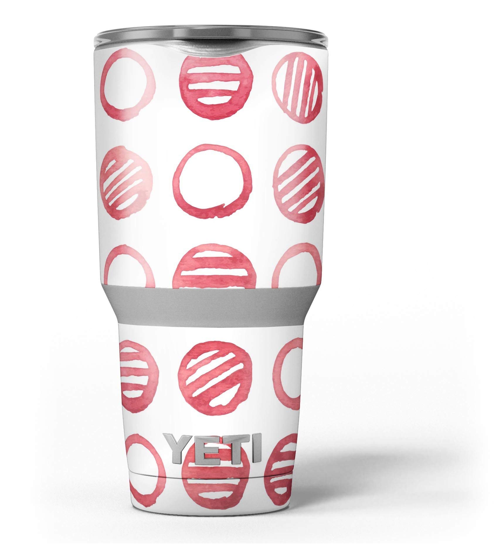 Design Skinz Red Striped Polka Dots - Skin Decal Vinyl Wrap Kit Compatible with The Yeti Rambler Cooler Tumbler Cups