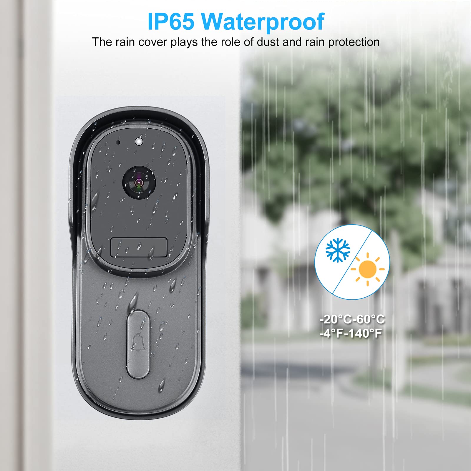 1080P WiFi Video Doorbell Camera,Work with Alexa, Google Home,Waterproof Camera with Motion Detection/Auto Light-up Chime/2-Way Audio/Night Vision Support 128G&Could Storage(Powered by Wired&Battery)