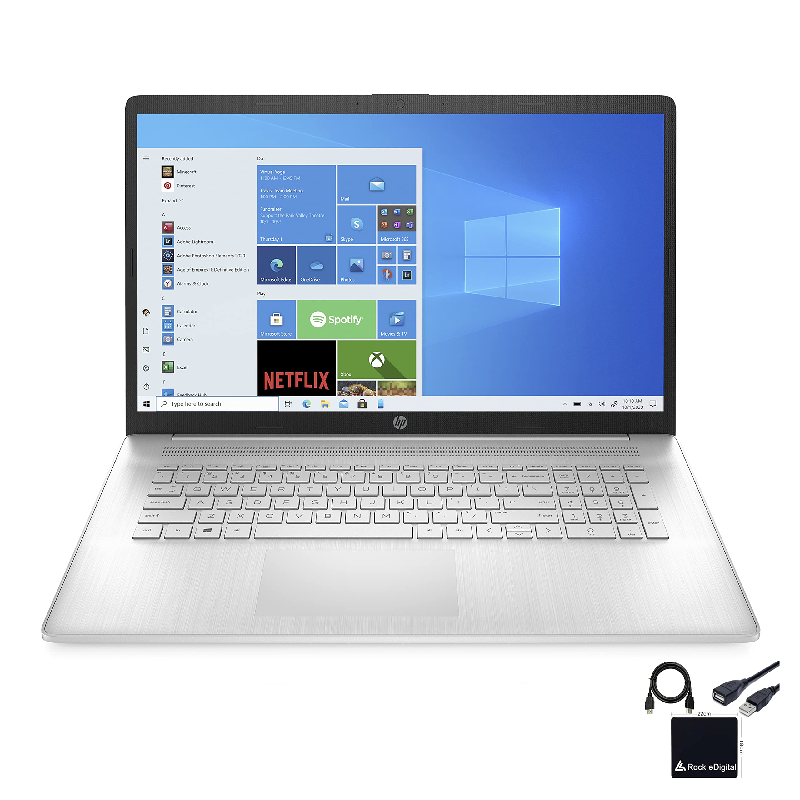 2022 HP 17.3" HD+ Display Home and Business Laptop PC AMD Athlon Silve Dual-Core 3050U Processor AMD Radeon Graphics 16GB RAM DDR4 256GB NVMe SSD WiFi AX USB C HDMI BT Windows 10 Home w/ Accessories