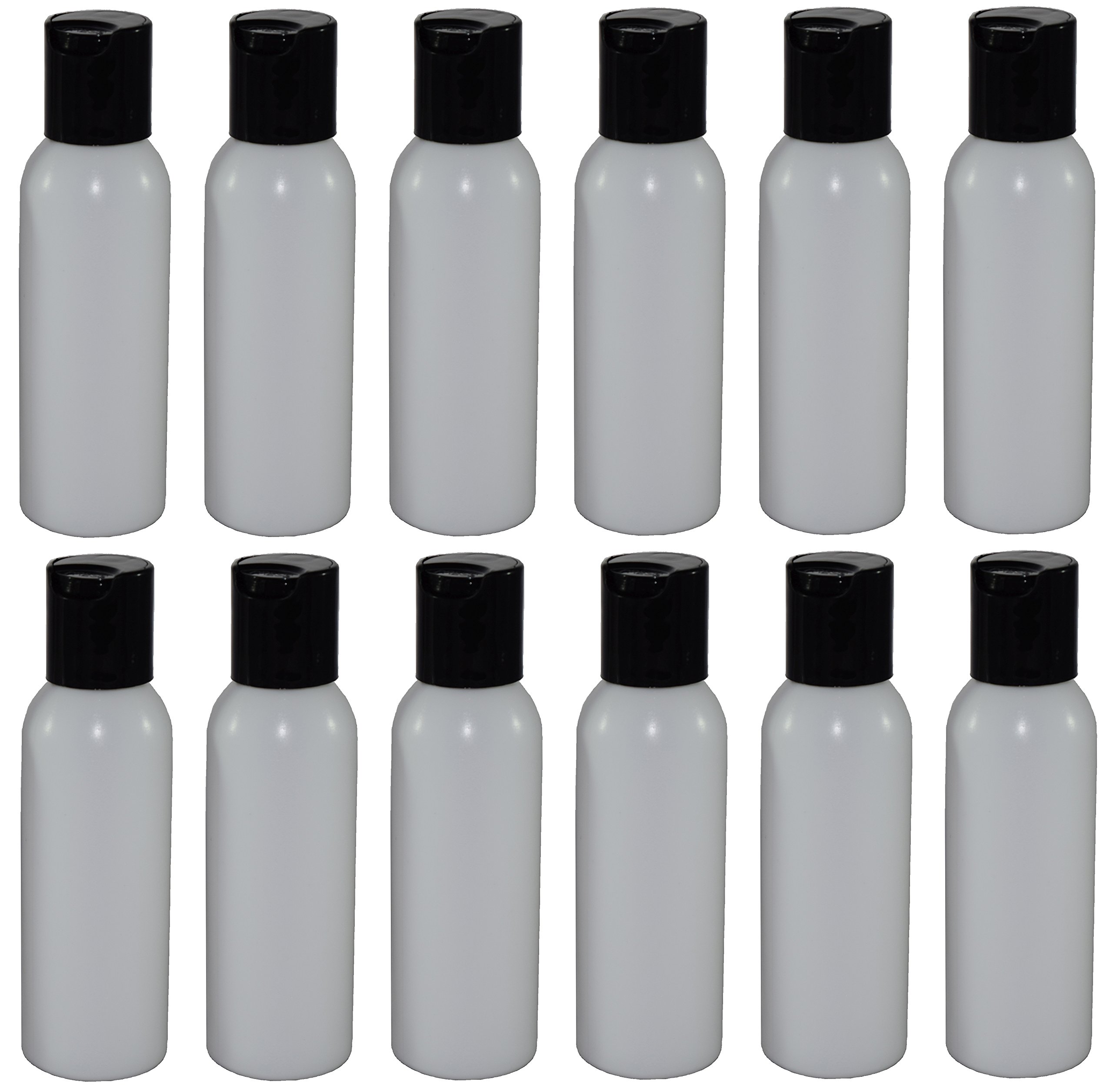 2-oz Refillable Bottle with Disc Cap (12 Pack, Black)