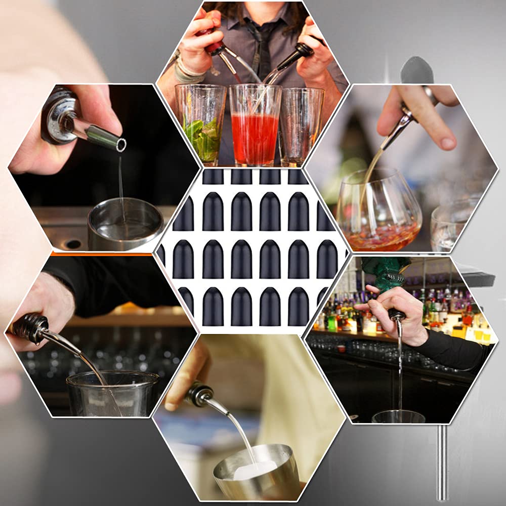 100 Pcs Pourers Dust Covers,liquor spout covers, Dispenser Spout Dust Rubber Caps for Olive Oil Liquor Bottles, Black (Black)