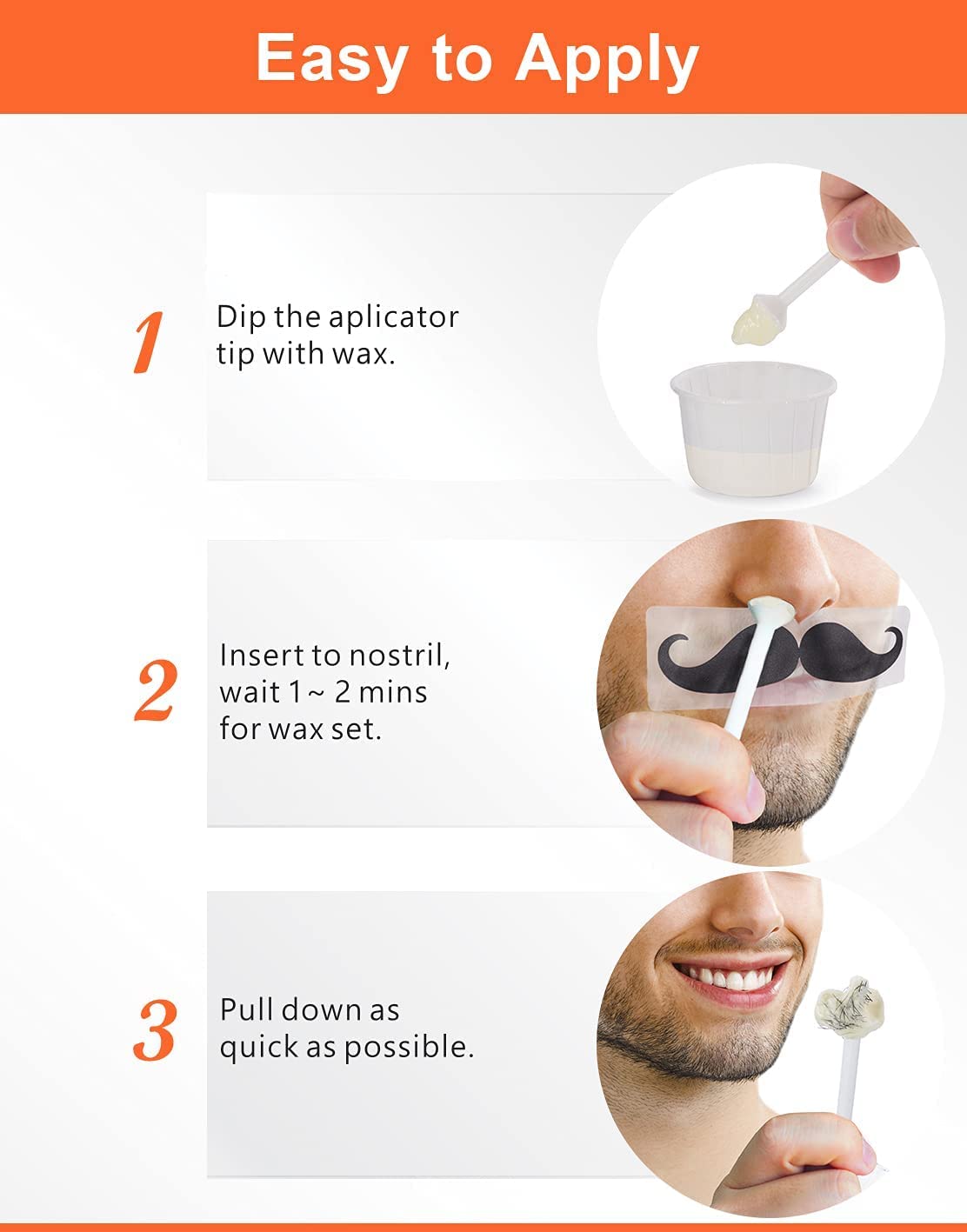 120g Charmonic Nose Hair Waxing Kit with 30 Applicators, Quick and Painless Removal for Men and Women, Enough for 15-20 Uses