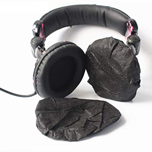 200pcs Stretchable Headphone Cushion Covers , Disposable Sanitary Headphone Covers Replacement Black (11cm)