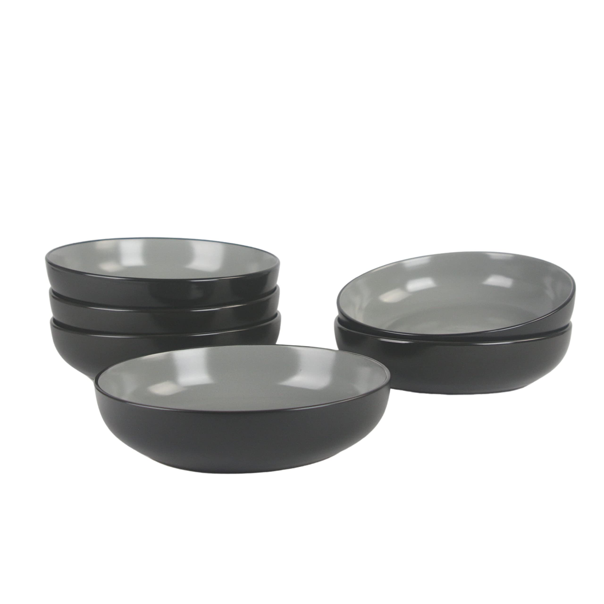 10 Strawberry Street Two Tone Coupe 8.5â/36 Oz. Dinner Bowl Set Of 6, Black/White